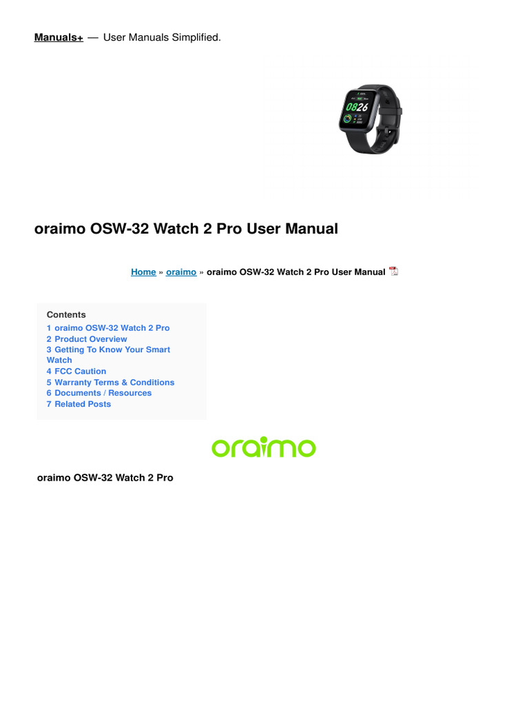 Osw 32 Watch 2 Pro Manual | PDF | Android (Operating System) | Ios