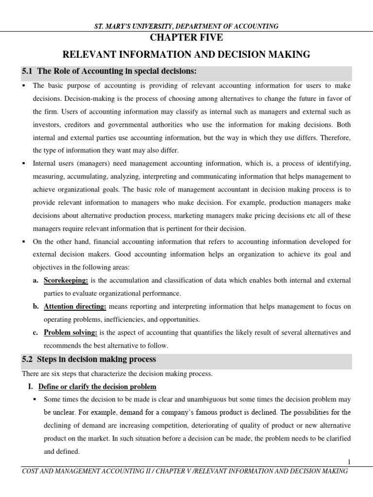 Relevant Information in Decision Making | PDF | Cost | Pricing