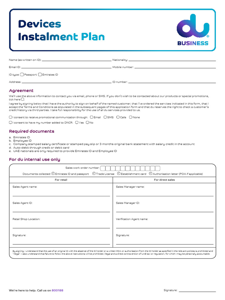 Du Ent Handset Forms DIP Retail ENG V38 Fillable | PDF | Apple Watch ...