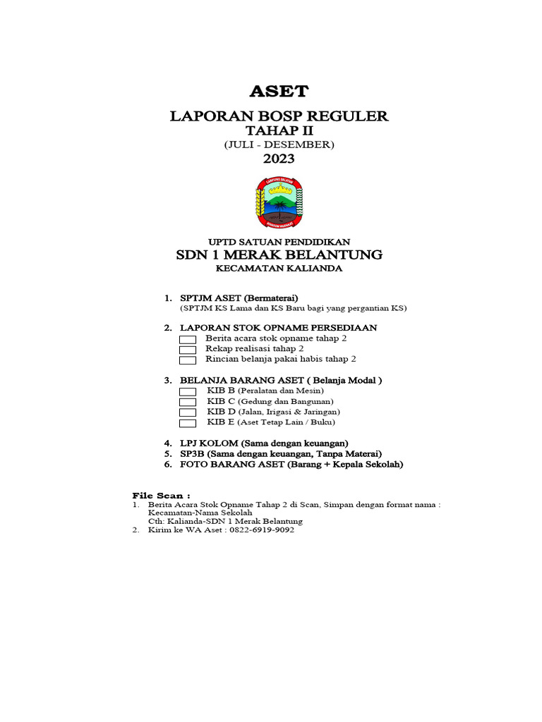 SDN ASET-COVER BOSP, BOSKIN Baik, BOSKIN Prestasi, HIBAH (Kementerian ...