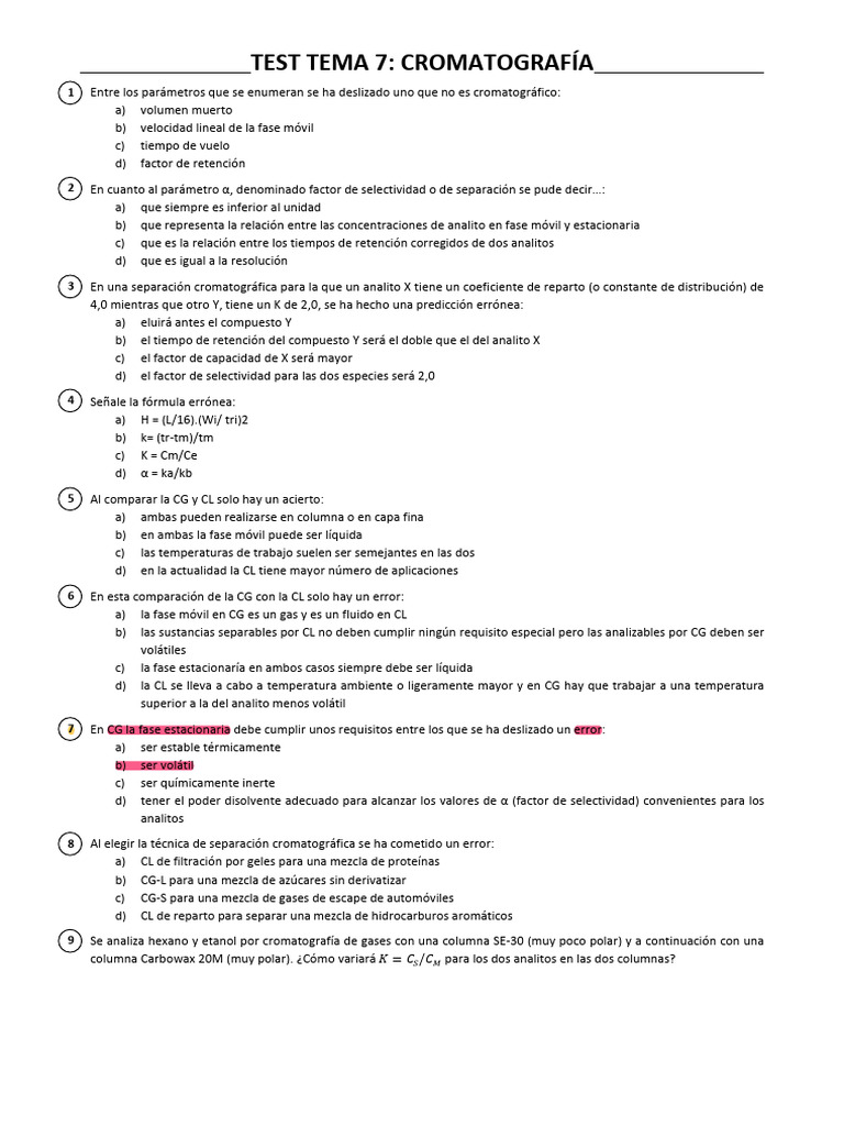 CROMAT Test | PDF | Cromatografía | Cromatografía líquida de alto ...