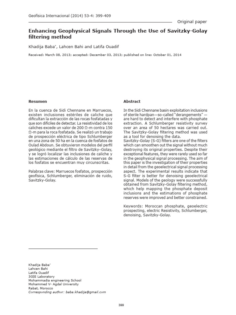 Enhancing Geophysical Signals | PDF
