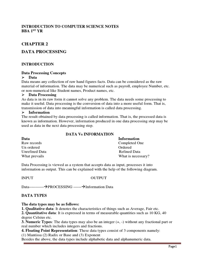 2. Data Processing | PDF | Computer Data Storage | Bit