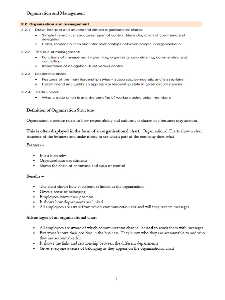 Organistion and Management | PDF | Leadership | Business Economics