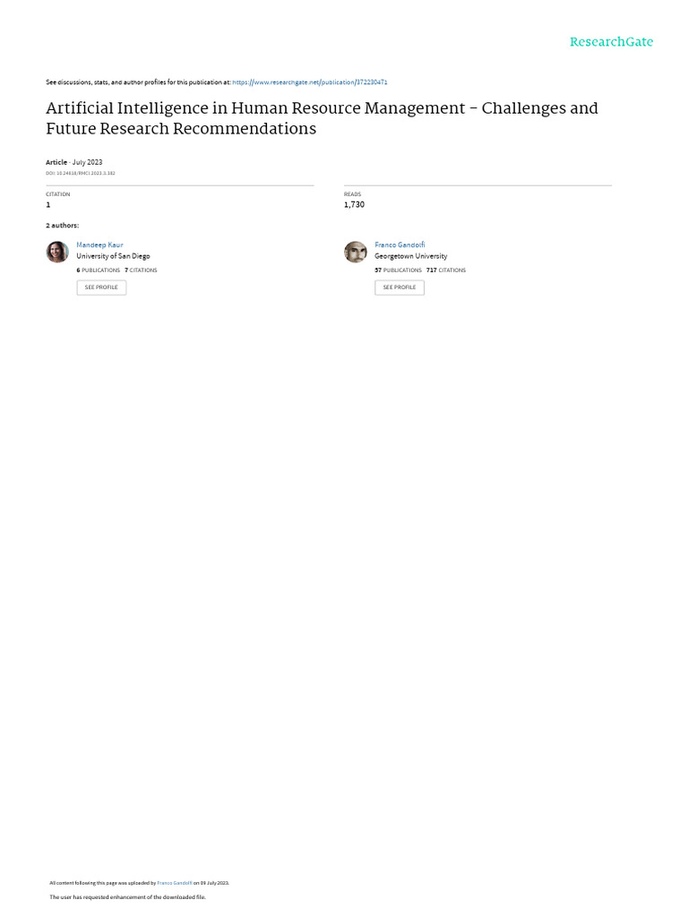 Artificial Intelligence in Human Resource Management - Challenges and Future Research ...