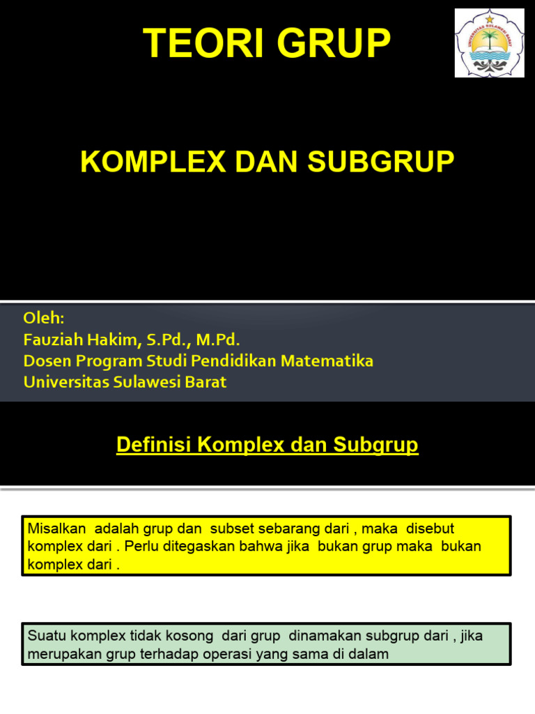 Teori Grup - Komplex Dan Subgrup | PDF | Karier & Perkembangan