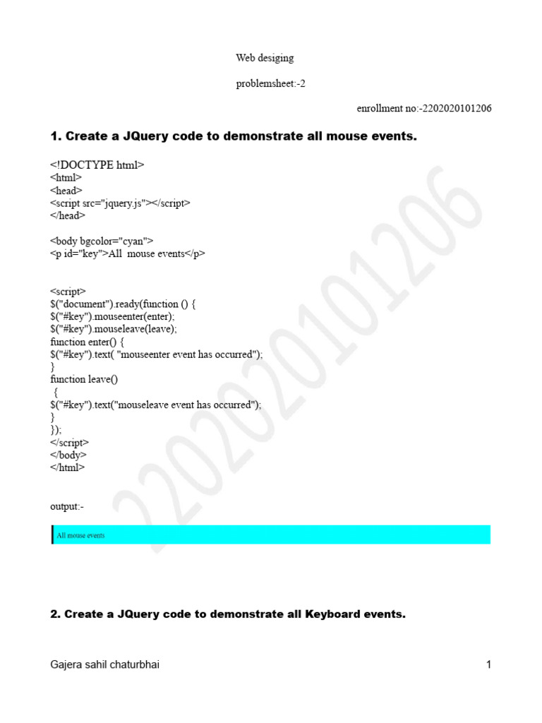WD Problemsheet 2 | PDF | J Query | Bootstrap (Front End Framework)