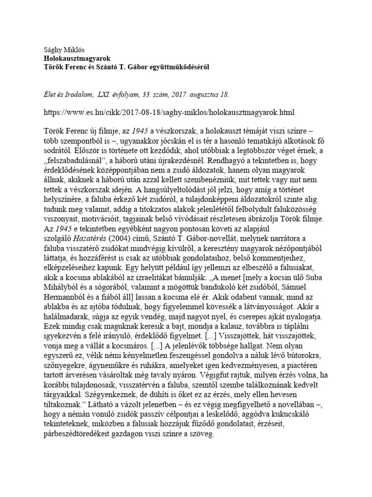 SaghyM Torok Ferenc 1945 | PDF