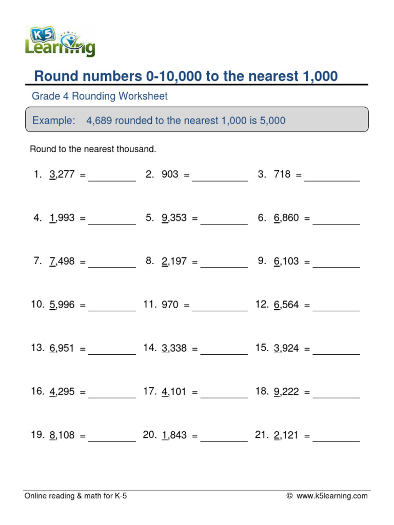 Grade 4 Round 4 Digit Numbers Nearest 1000 B | PDF | Career & Growth ...
