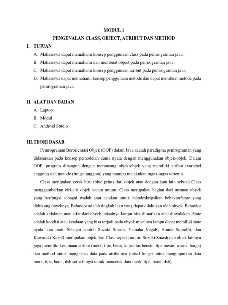 Pengenalan Class dan Object dalam Java | PDF