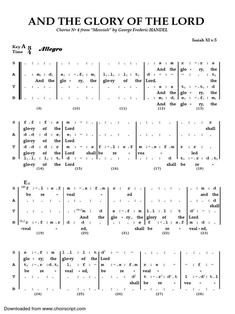 (Choirscript - Com) and The Glory of The Lord by G F Handel | PDF ...