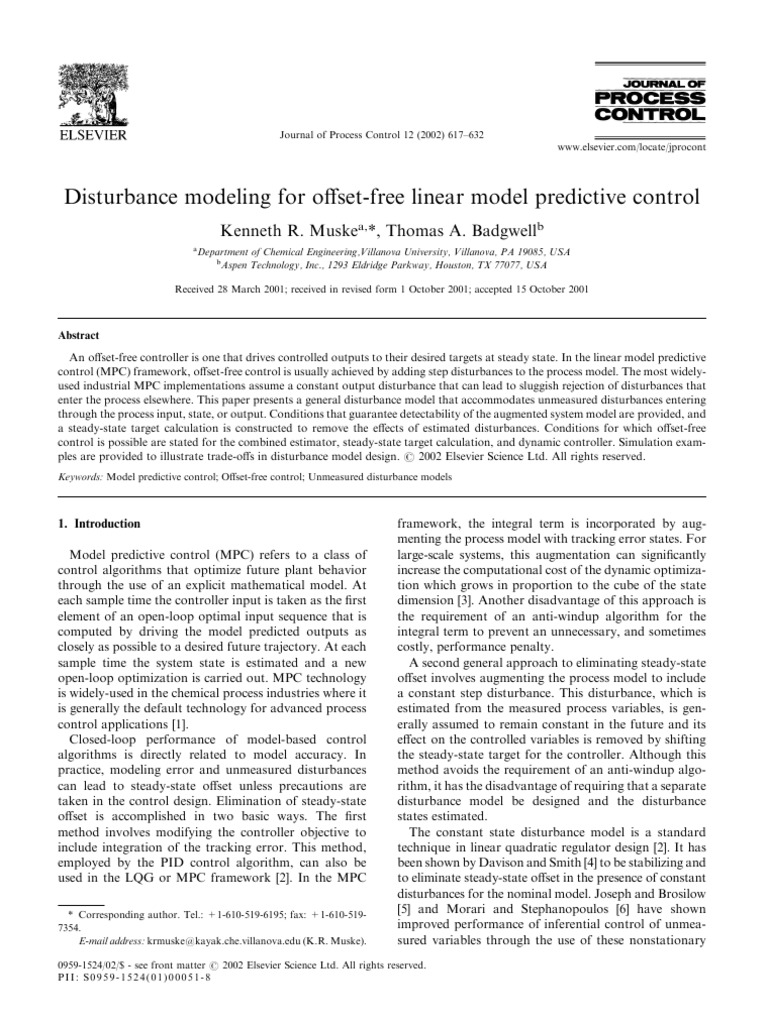 Disturbance Modeling For Offset-Free Linear MPC (Important) | PDF ... Disturbance Modeling For Offset-Free Linear MPC (Important) | PDF ...