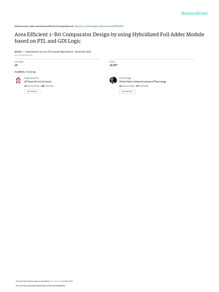 Area_Efficient_1-Bit_Comparator_Design_by_using_Hy | PDF | Cmos | Logic Gate