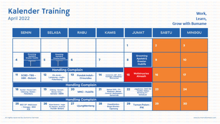 Kalender Training Bulan April 2022 | PDF