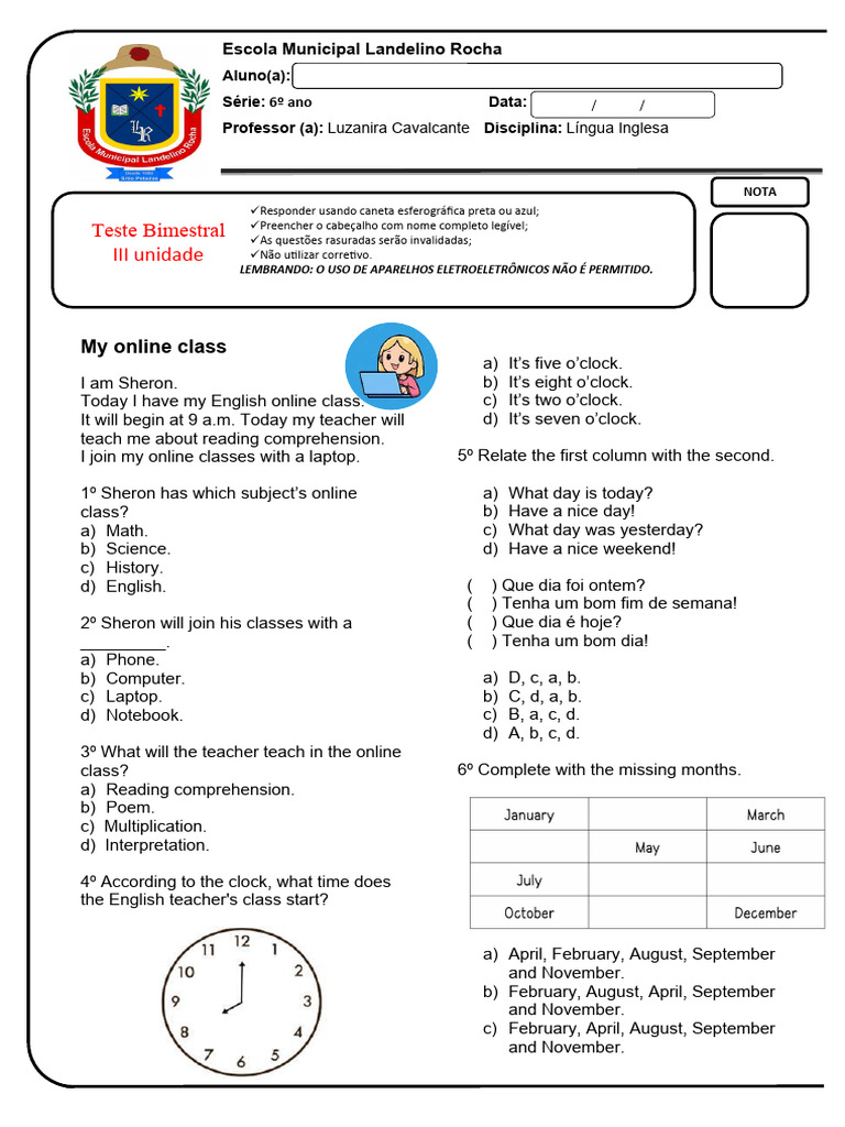 Prova de Língua Inglesa | PDF