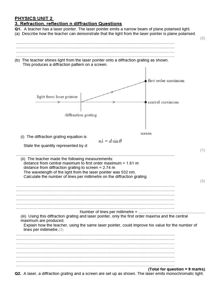Refraction Reflection Diffraction Pdf Refraction Diffraction