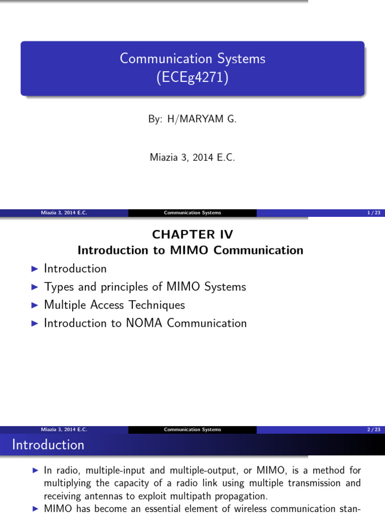 MIMO Communication Systems Overview | PDF | Channel Access Method | Mimo