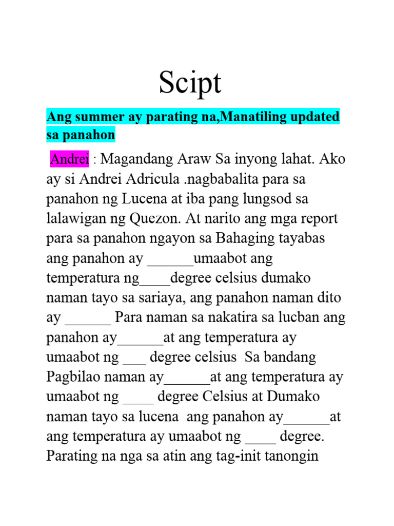 Weather News (Script) | PDF