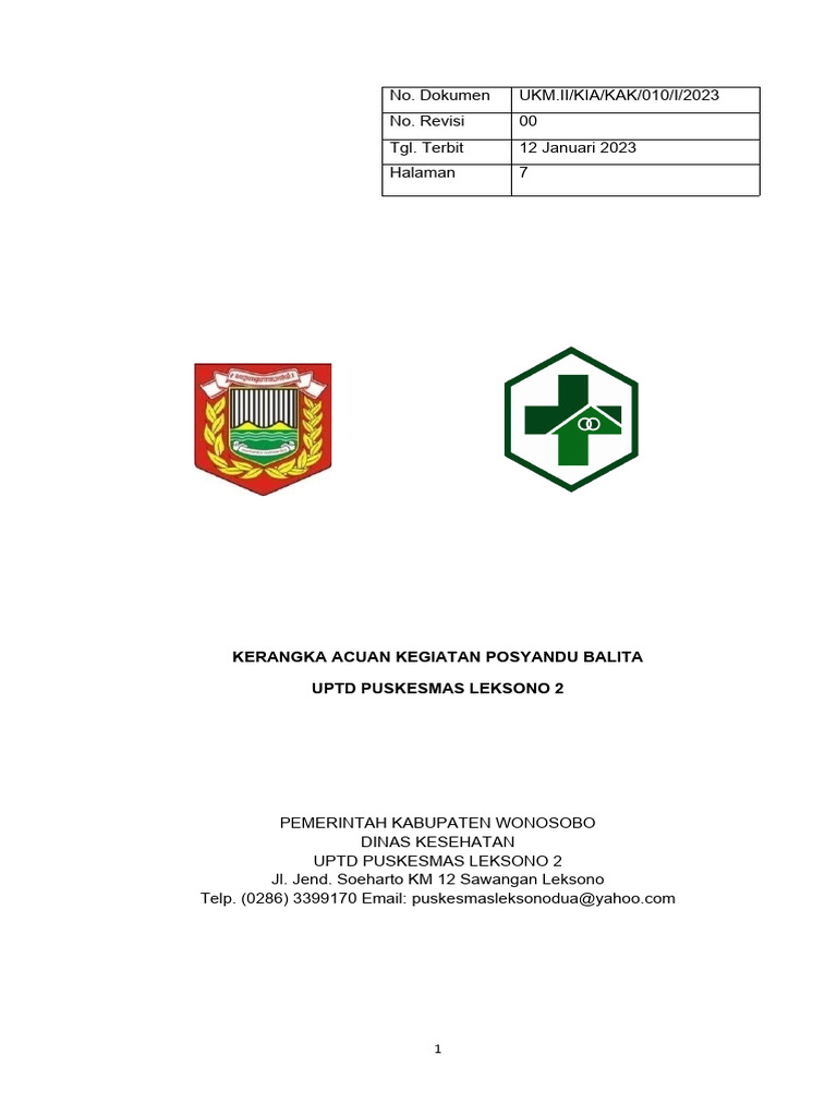 Kerangka Acuan Kegiatan Posyandu Balita | PDF