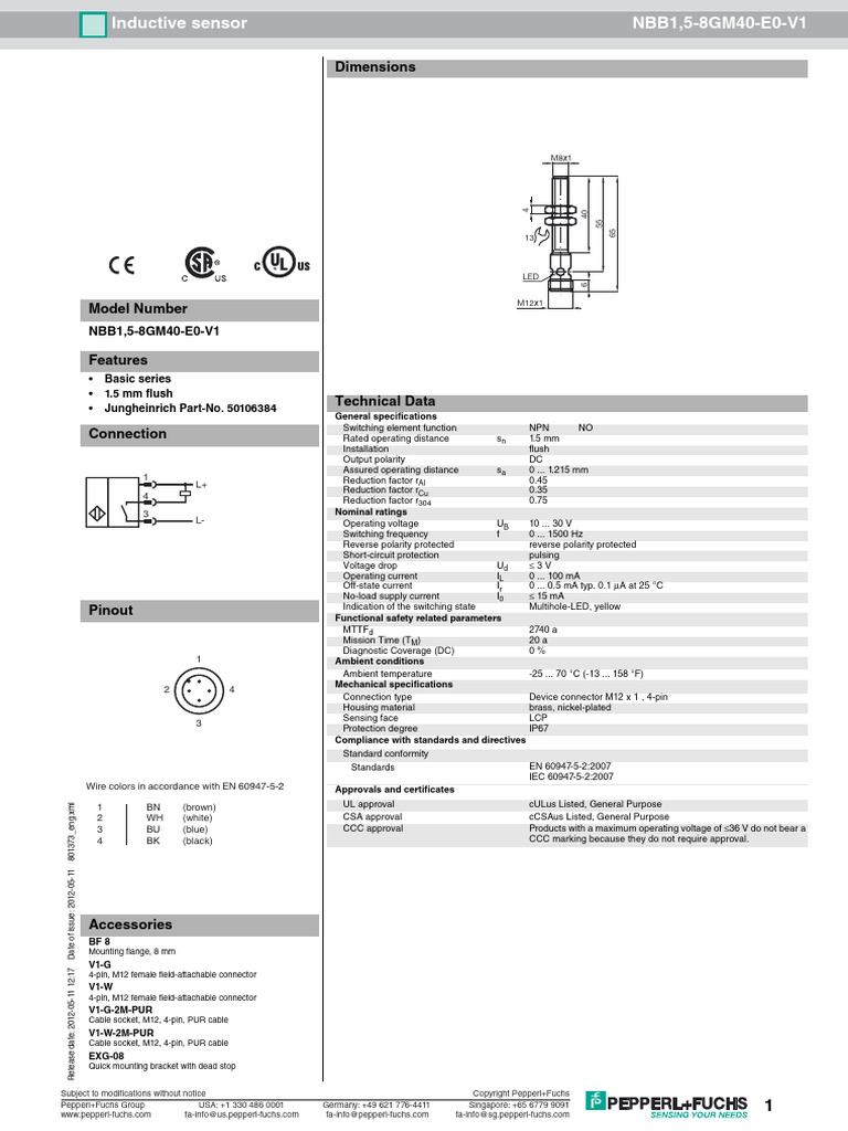 Induction Sensor Pdf Electrical Connector Equipment