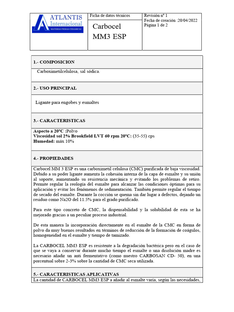 FS - Carbocel MM3 | PDF | Química | Materiales