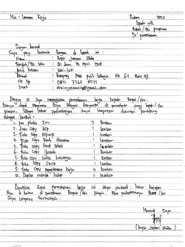 CV - Arfin Jufanri Sihite | PDF