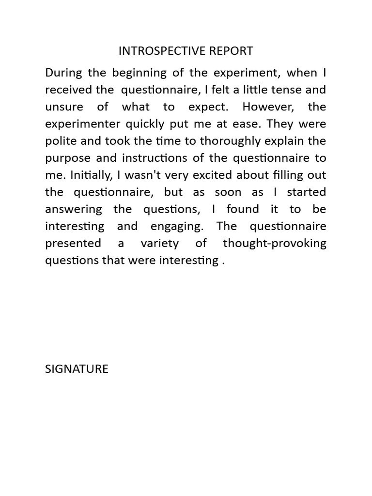 Introspective Report | PDF