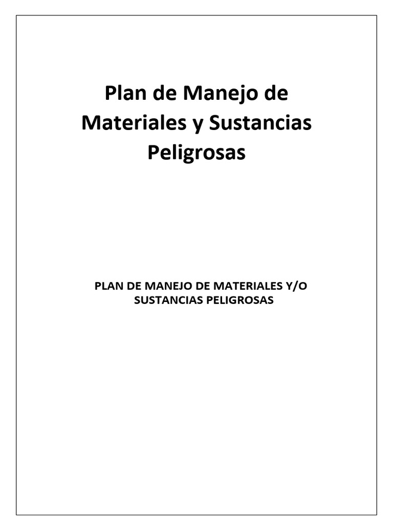 Plan de Manejo de Materiales y Sustancias Peligrosas | PDF | Residuos