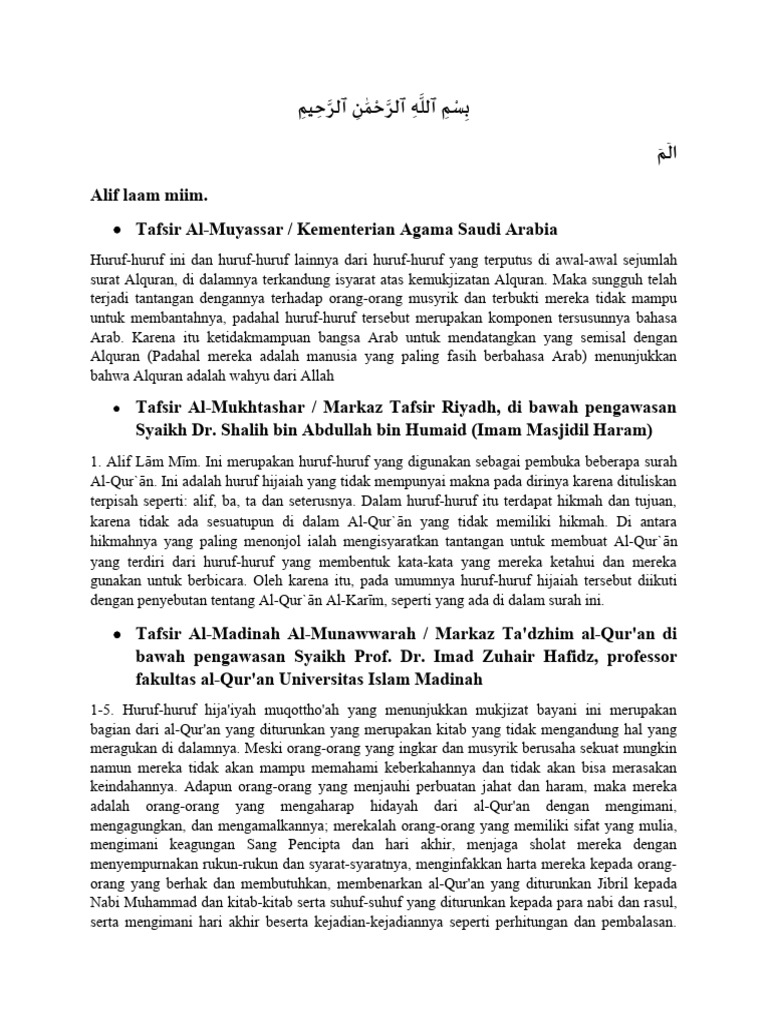 001 Al-Baqarah Ayat 1 | PDF | Kajian Bahasa Asing