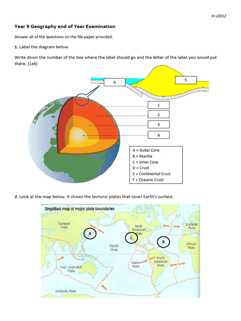 Year 9 Geography End of Year Examination H 2012 | PDF | Volcano | Lava