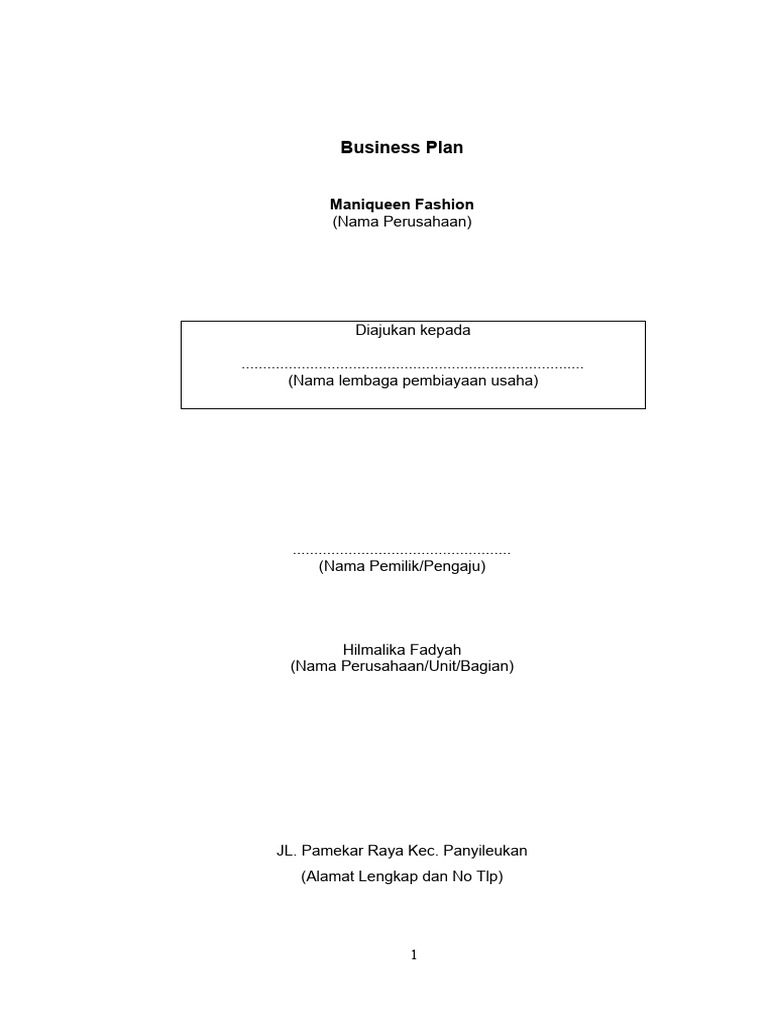 MODUL Bisnis Plan Lika | PDF