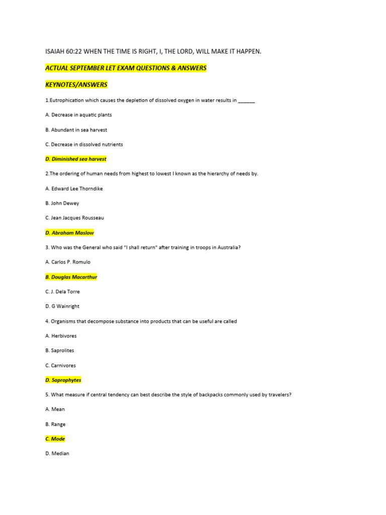 September 2023 Actual Let Exam | PDF | Philippines