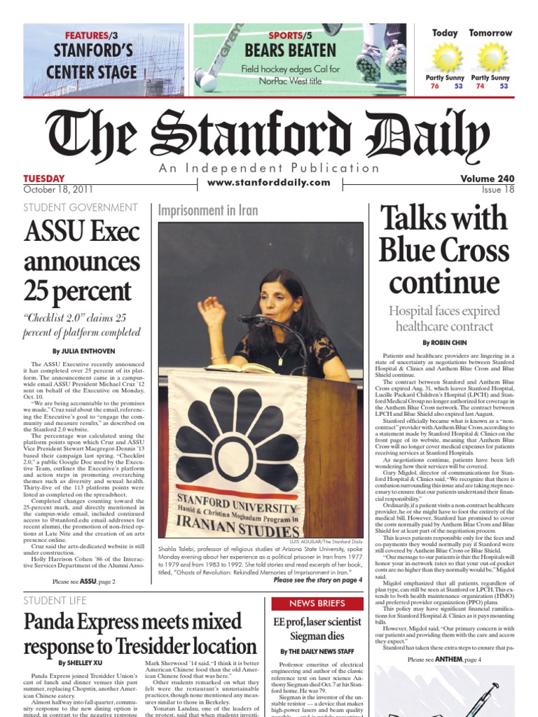 The Stanford Daily: ASSU Exec Announces 25 Percent | PDF | Health ...