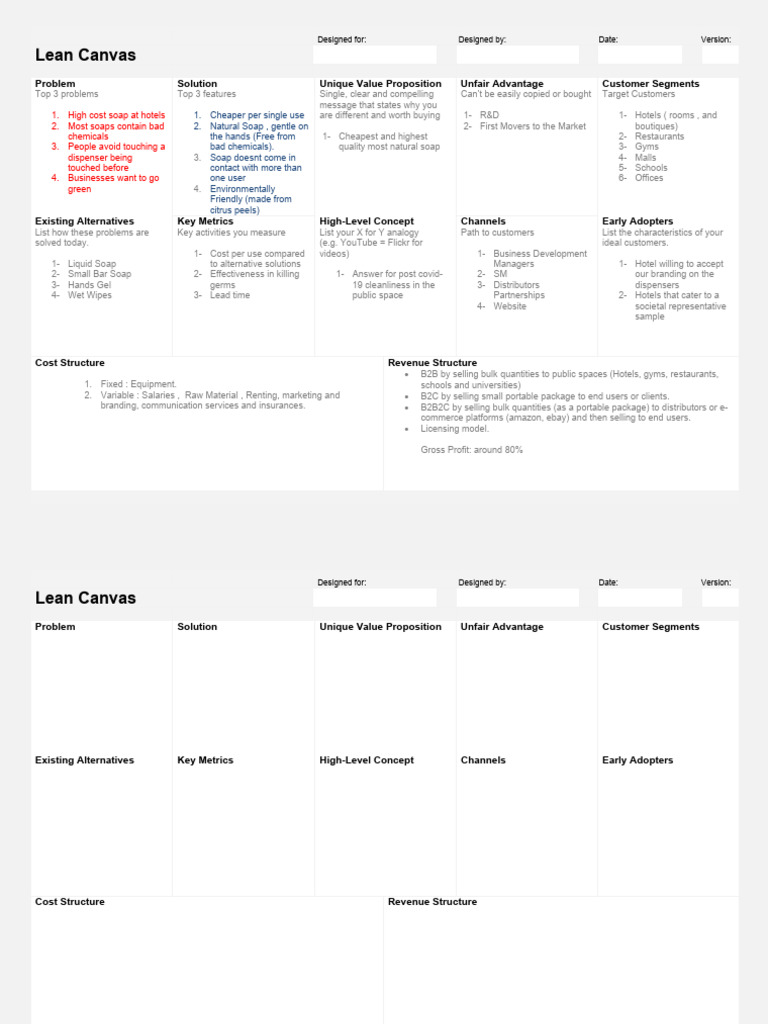 Lean Canvas UPDATED | Download Free PDF | Business Intelligence ...