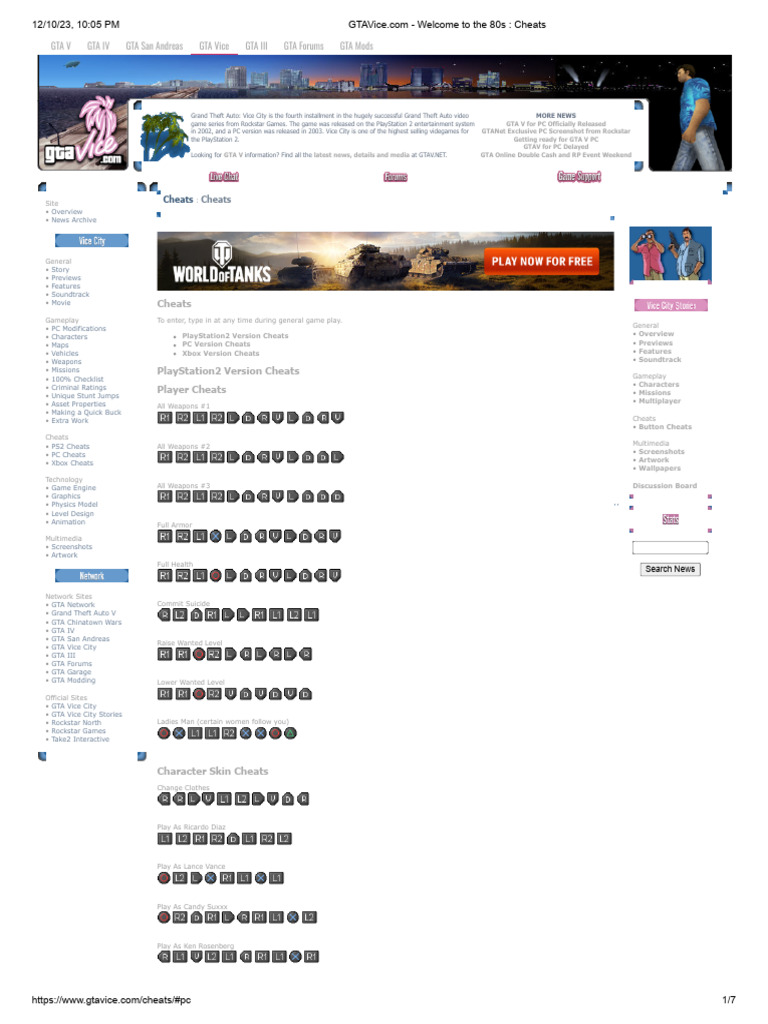 Welcome To The 80s - Cheats | PDF