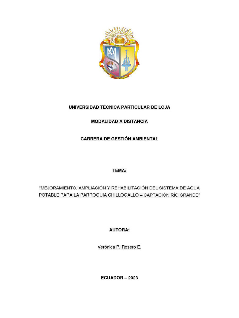 Ejemplo Proyecto Final UTPL 1 | PDF | Agua | Agua potable