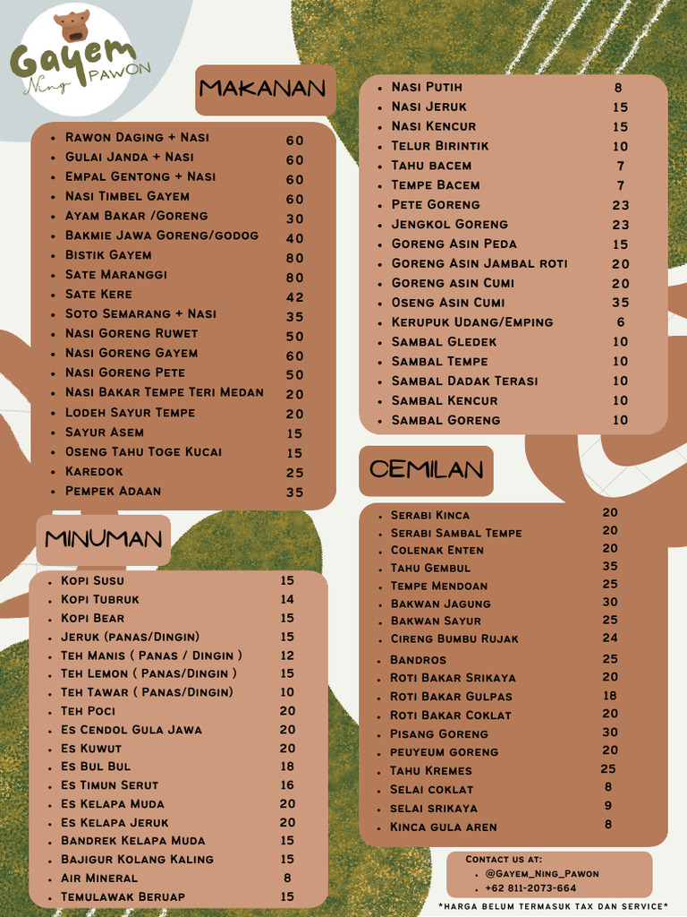 Salinan Dari Gayem Menu Potrait | PDF