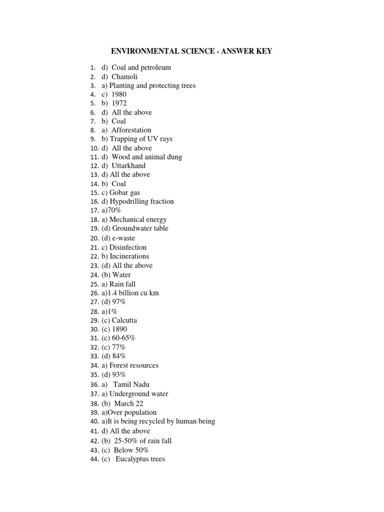 Evs Answer Key Pdf Biodiversity Atmosphere Of Earth