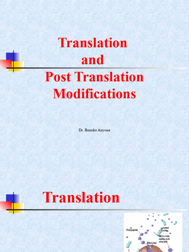 Lecture 5 - Translation and Post-Translational Modifications of ...