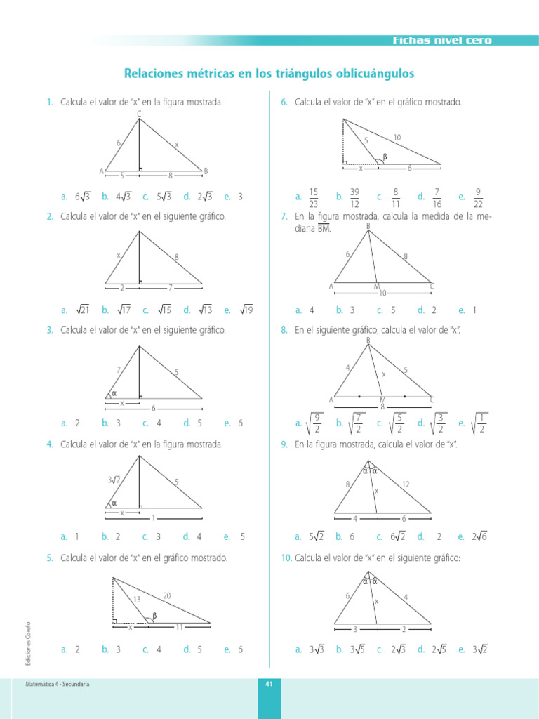 Relaciones Metricas en Los Triangulos Oblicuangulos | PDF