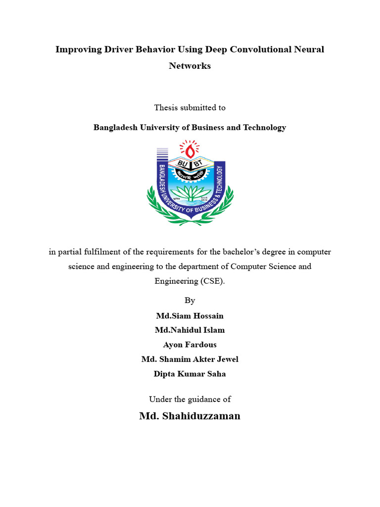 Improving Driver Behavior Using Deep Convolutional Neural Networks | PDF | Systems Theory | Science