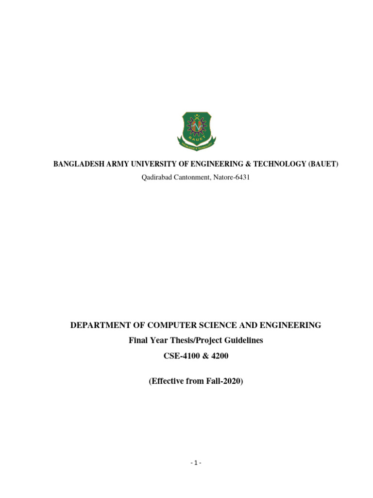 Final Year Thesis Project Guidlines | PDF | Thesis | Engineering