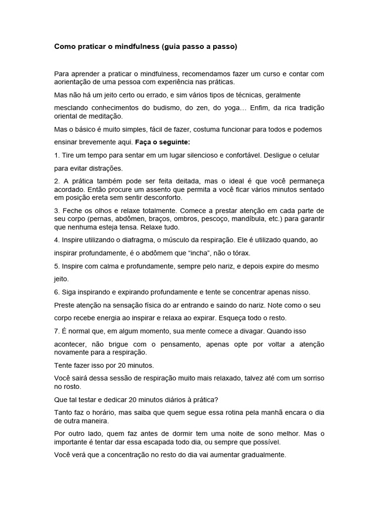 Como Praticar o Mindfulness | PDF | Atenção plena | Meditação Como Praticar o Mindfulness | PDF | Atenção plena | Meditação