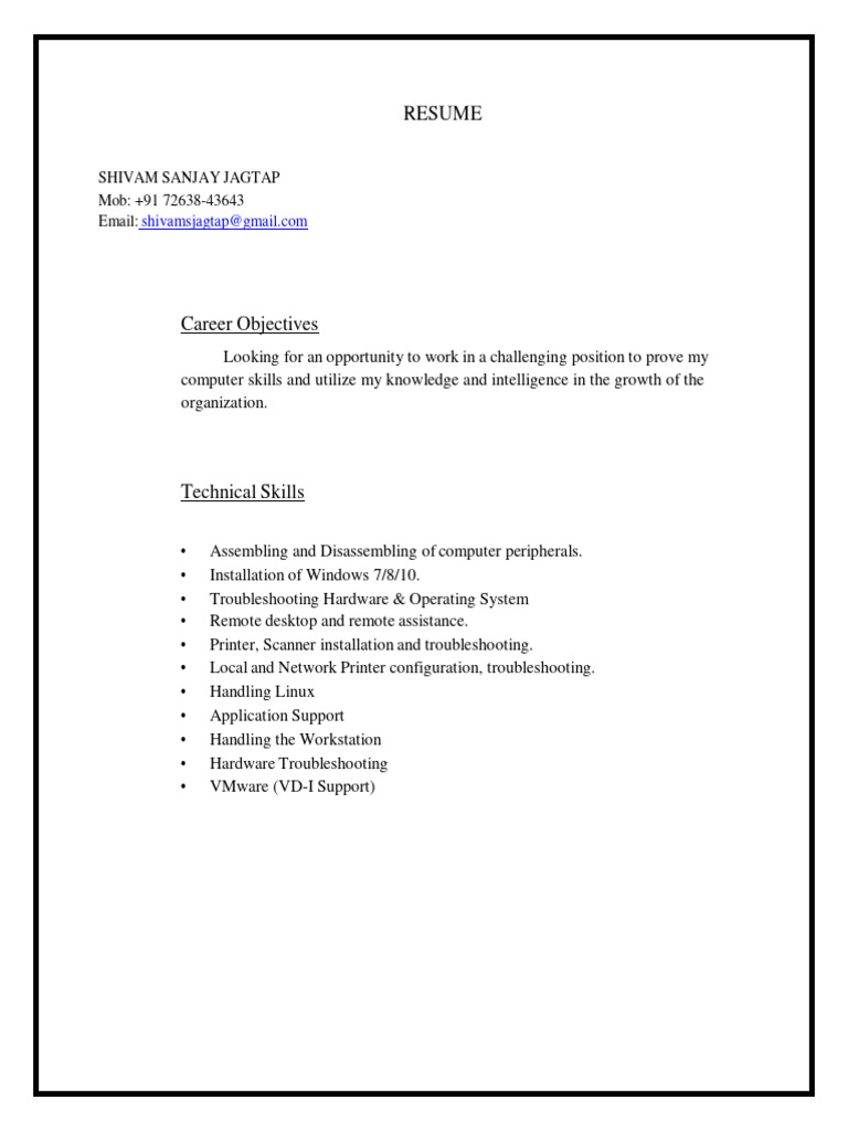 Shivam_Resume 2023 | PDF | Operating System | Microsoft Windows