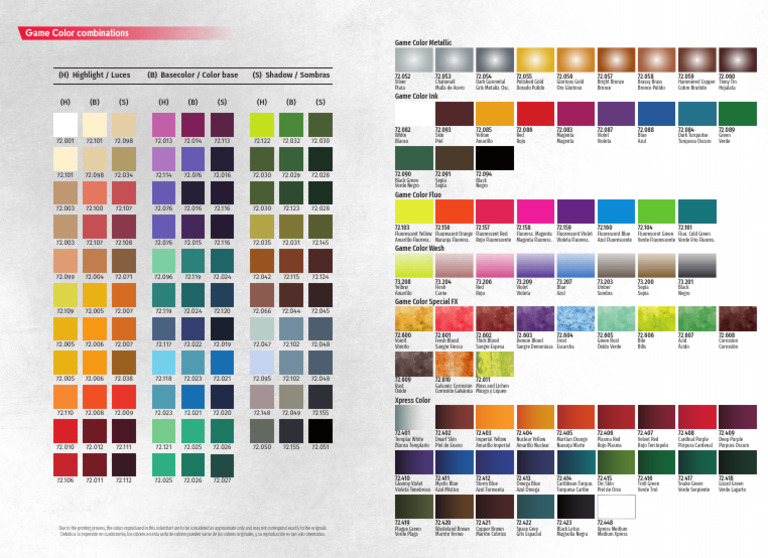 Vallejo Game Color Combinations | PDF | Yellow | Color