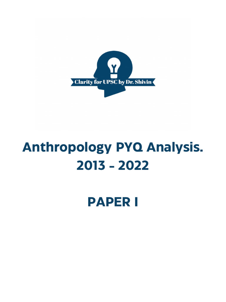 Anthropology Paper 1 Pyq Analysis | PDF