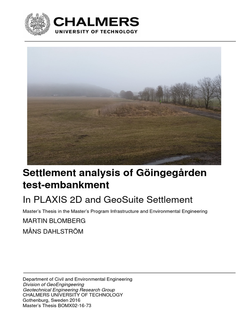 Settlement Analysis of Goingegarden Test - Embankment | PDF ...