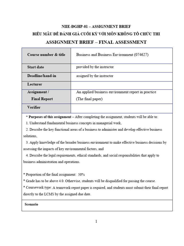 Final Assessment Brief: Business Report | PDF | Business