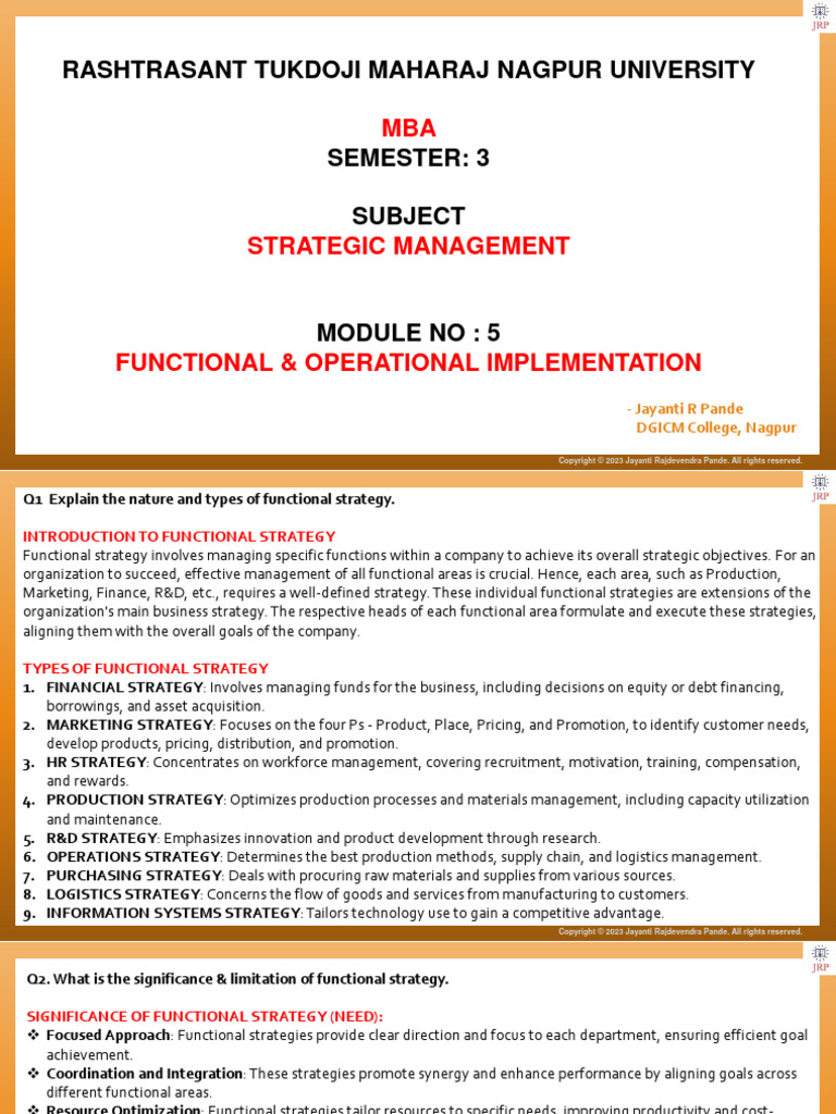 SM Mod 5 (Mba Sem 3) | PDF | Strategic Management | Employee Retention