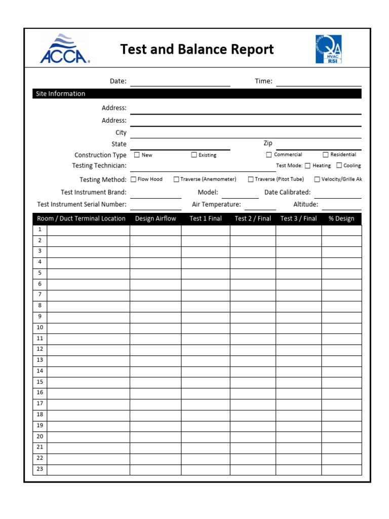 Test and Balance Report 161207 | PDF